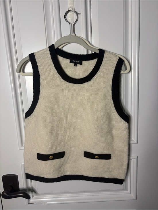 ME+EM | Sweaters | Meem Cream Knit Top With Black Trim | Poshmark